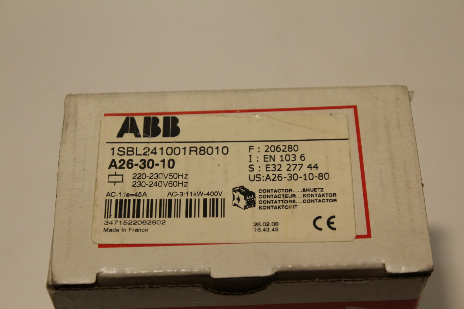 ABB A26-30-10 Contactor 1SBL241001R8010 / A263010 for sale online | eBay