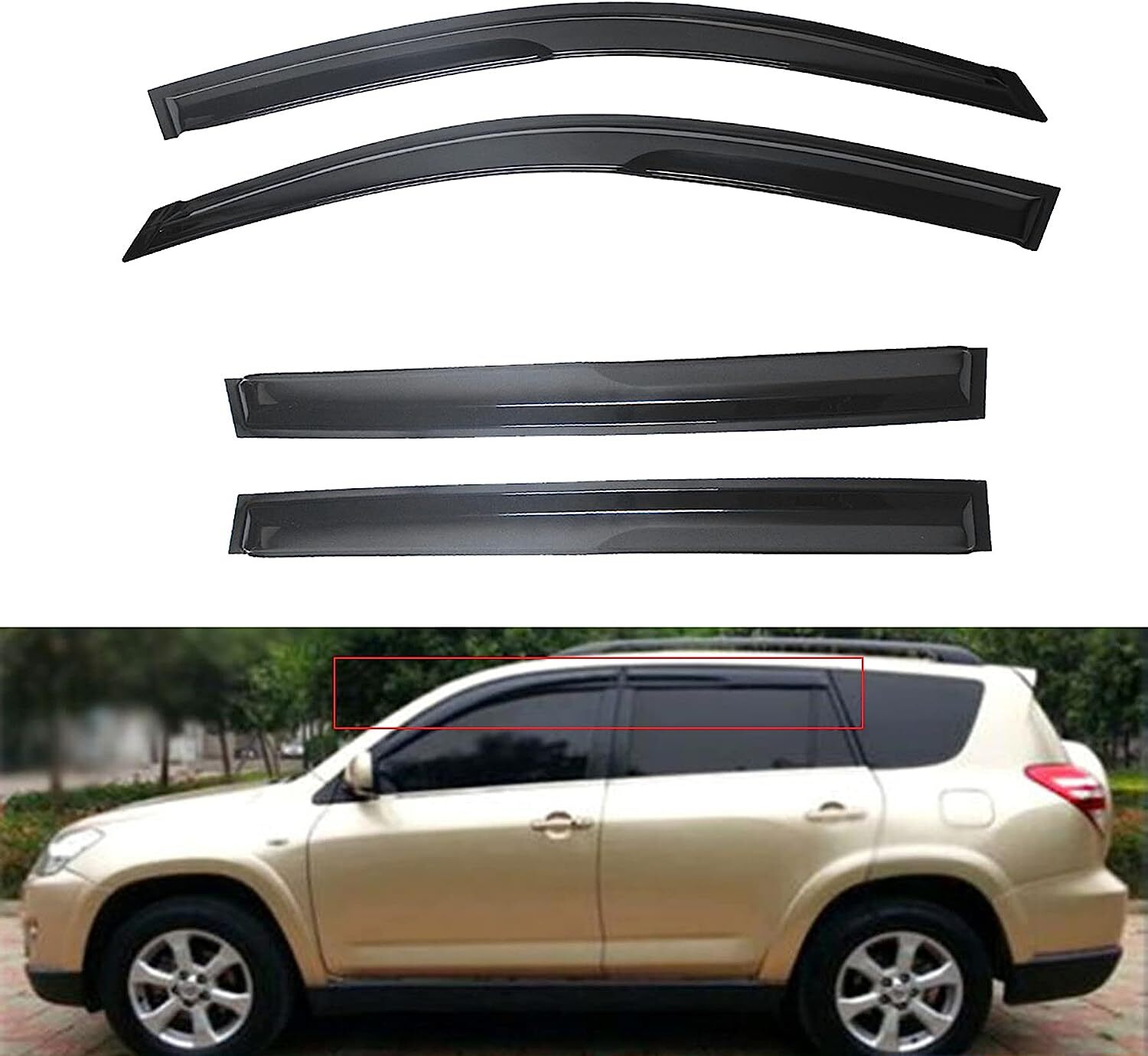 For Toyota RAV4 2006-2012 Vent Window Visors Rain Sun Wind Guard Shade ...