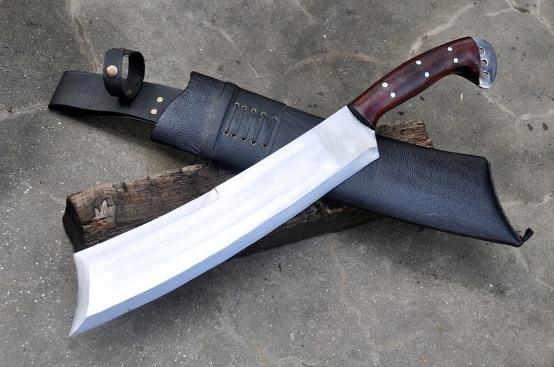 Custom Handmade Carbon Steel Blade Survival Chopper Machete | Hunting ...