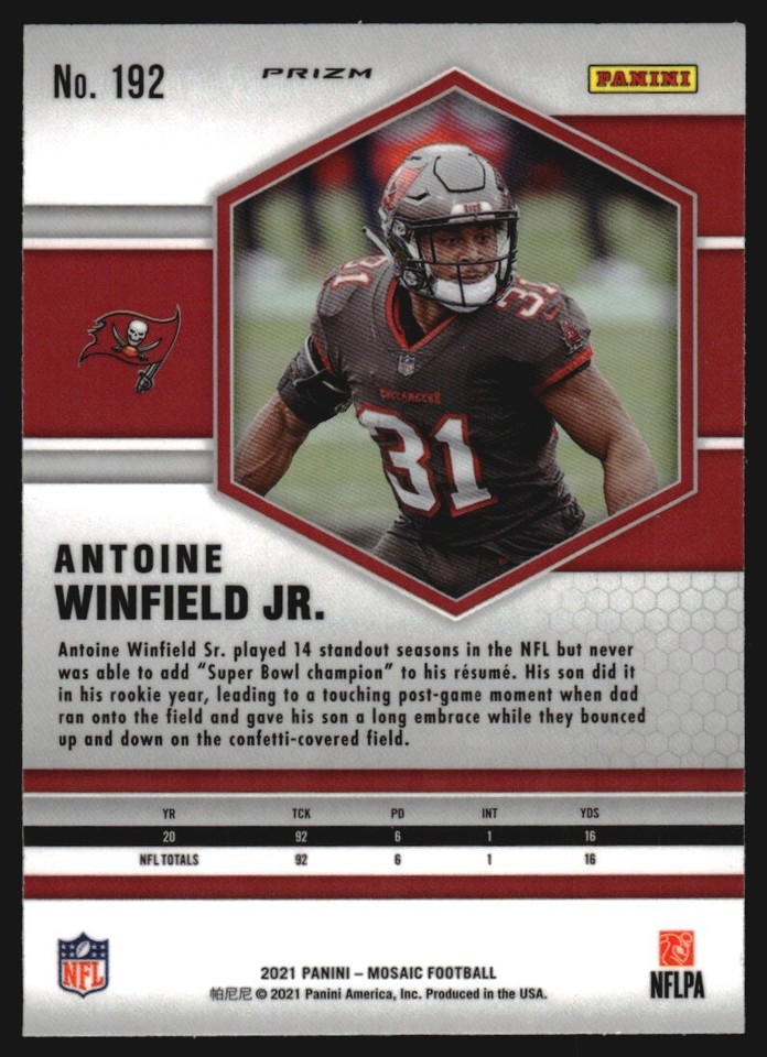 2021 Panini Mosaic Mosaic Reactive Yellow #192 Antoine Winfield Jr. | eBay