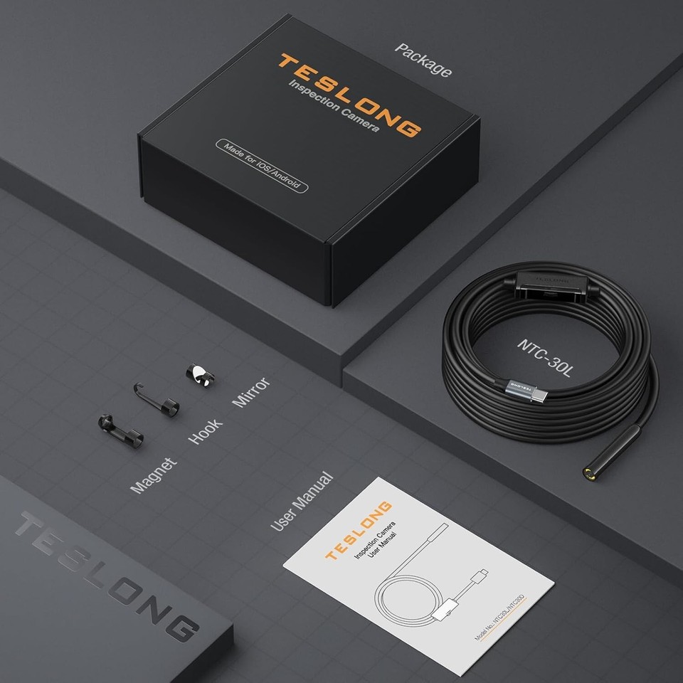 50FT Sewer Inspection Camera USB C Drain Plumbing Snake Borescope ...