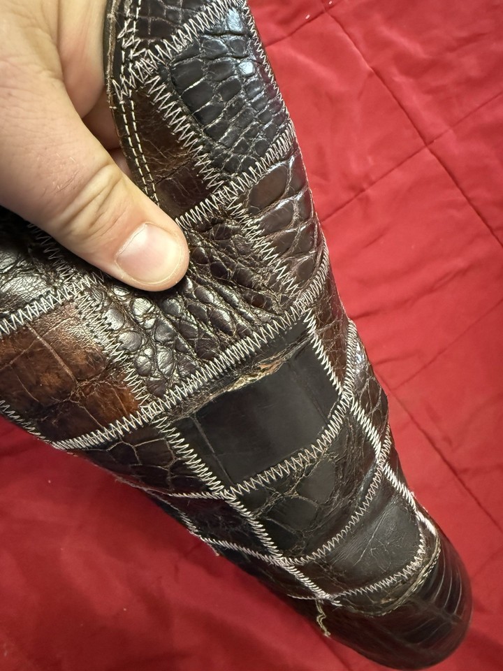 Men’s Size 10.5D Nocona Full Length Bias Cut Alligator Patch Cowboy Boots USA | eBay