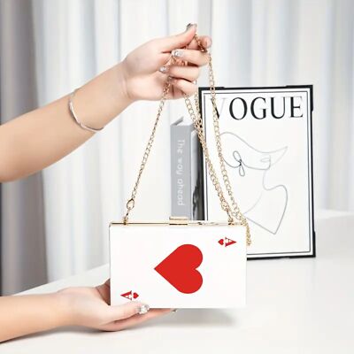 Ace of Hearts Playing Card Vegas Clutch Purse -Handbag w/ Gold Chain ...