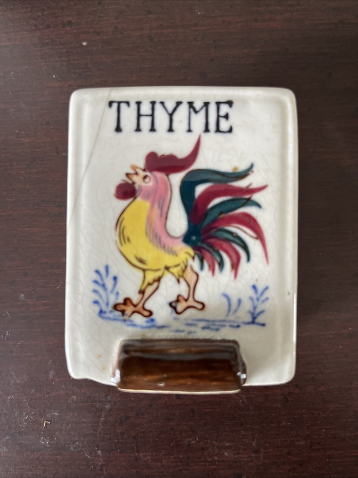 Vintage Japan Hanging Wooden Spice Rack w/ 9 Porcelain Ceramic Spices ...