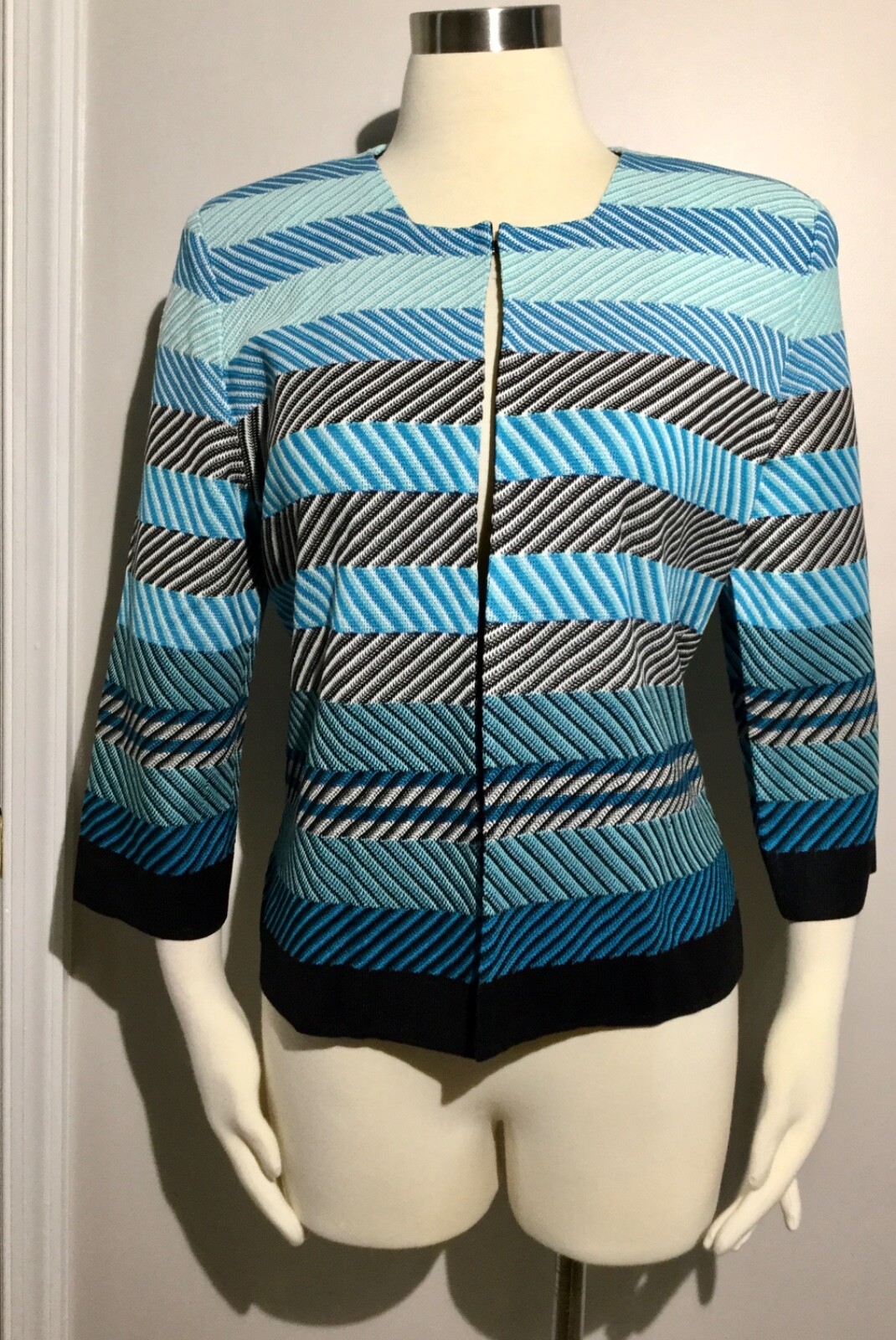 NWT MISOOK Black, Blue, White Open Front Jacket size S MSRP $410 | eBay