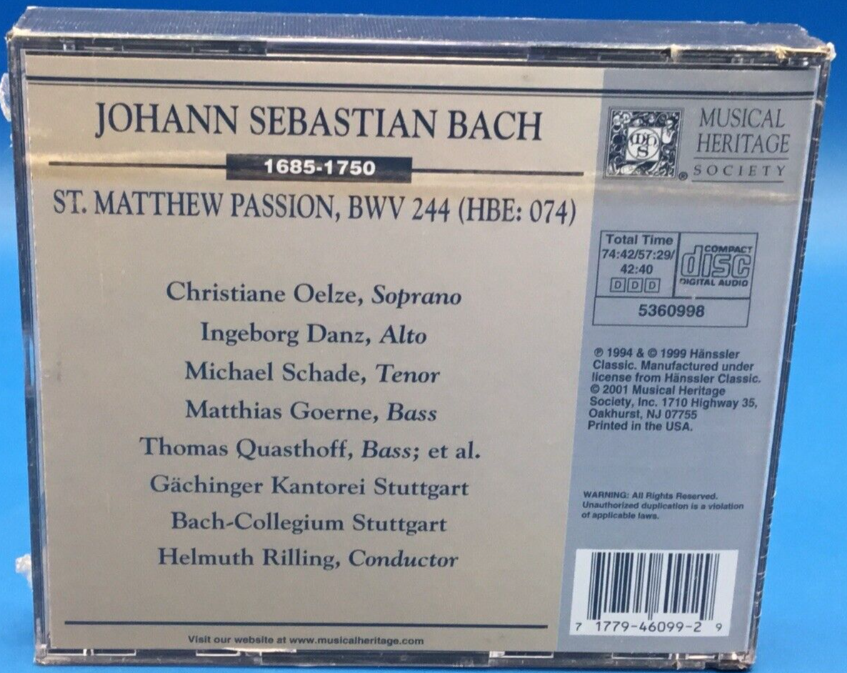ST. MATTHEW PASSION Bach 3 CD BWN 244 2001 Rilling Conductor NEW SEALED ...