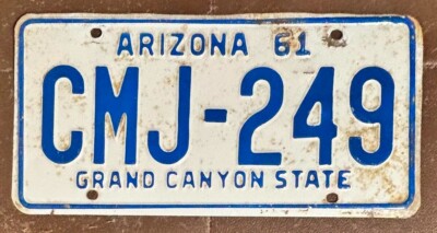 Arizona 1961 License Plate # CMJ-249 | eBay