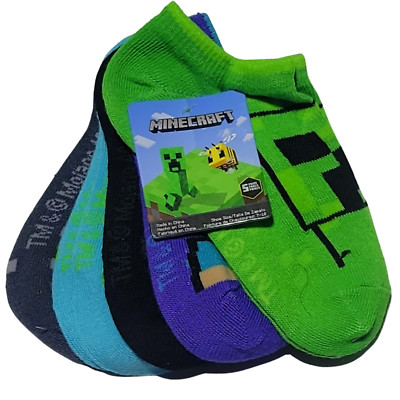 Minecraft Creeper Socks Boys Girls 7-10 Colorful No Show Ankle 5 Pairs ...