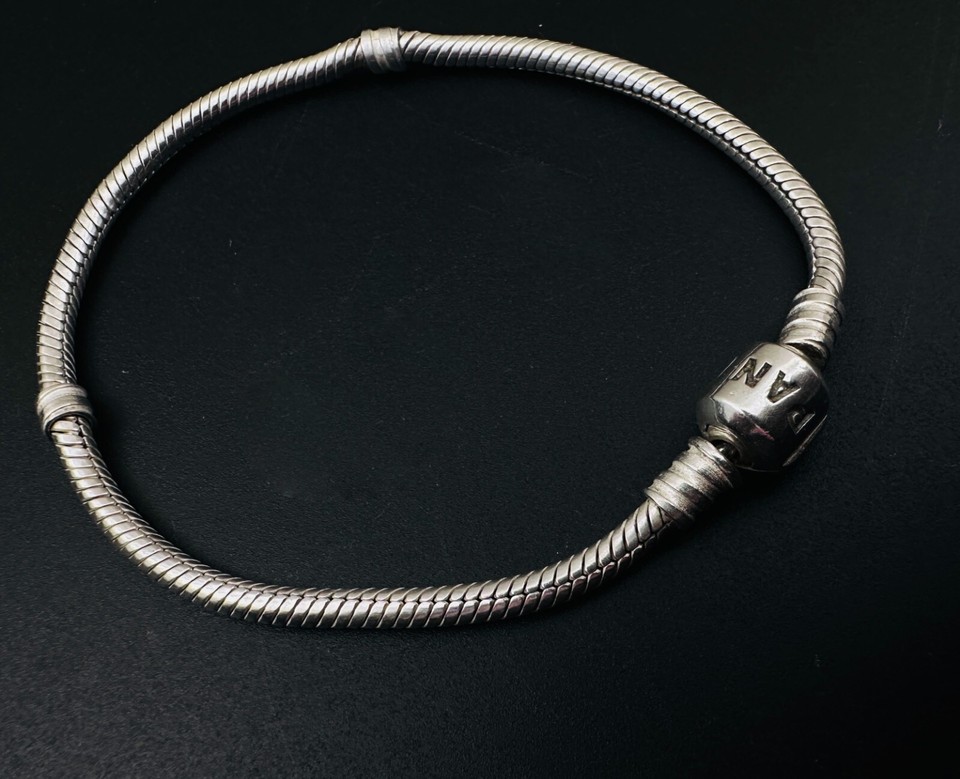 PANDORA ALE 925 Sterling Silver Pre 2008 Moments Snake Charm Bracelet ...