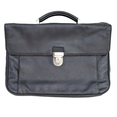 A.G. Spalding & Bros. New York Black Leather Messenger Briefcase Work ...