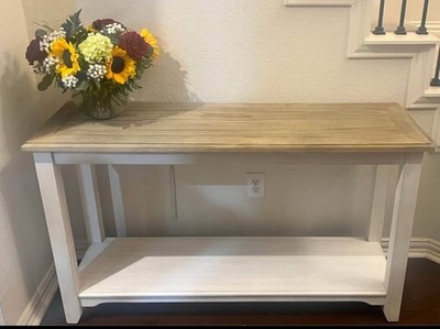 Rustic Two-Tone Wooden Console Table with Shelf | eBay