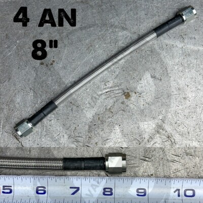 8" Stainless Steel Braided Hydraulic Line (-4AN Straight to -4AN ...