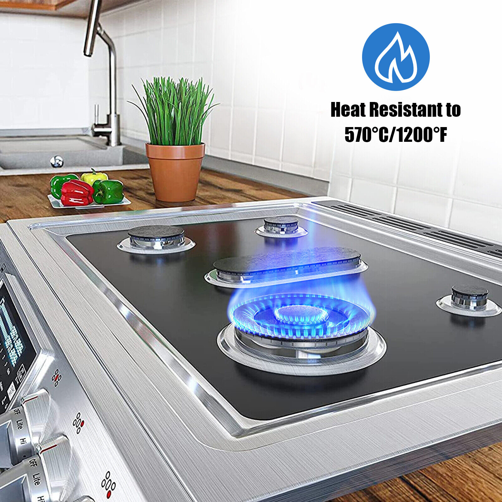 Gas Range Stove Top Burner Cover Protector Reusable Non stick Liner For ...