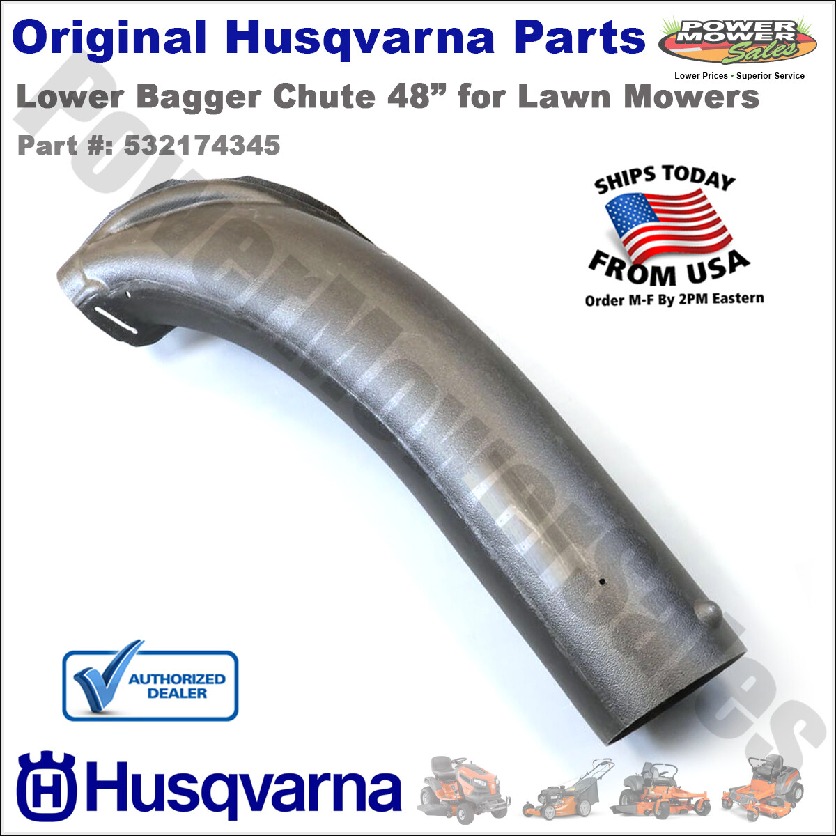 Genuine OEM Husqvarna Lower Bagger Chute 48 for Lawn Mowers, GTB48A ...
