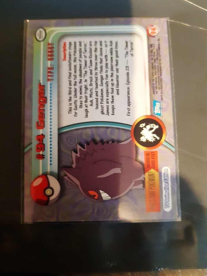 Pokémon 2000 TV Animation Series 2. #94 Gengar. Non Foil. Topps Blue ...