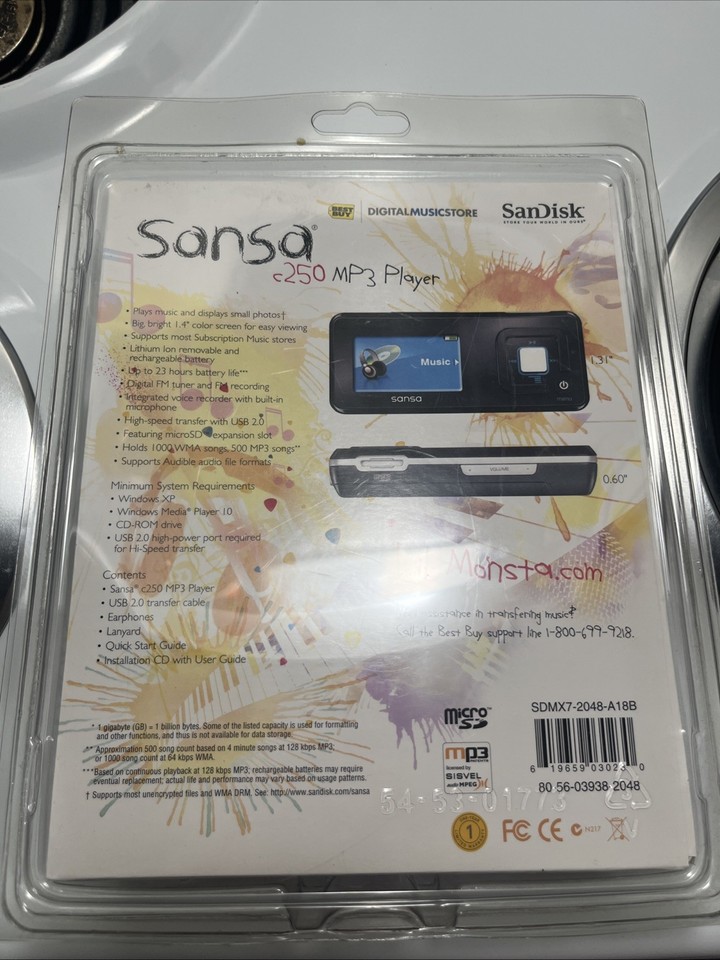Sandisk Sansa C240 Black (1 GB) MP3 Player Digital Media Original ...