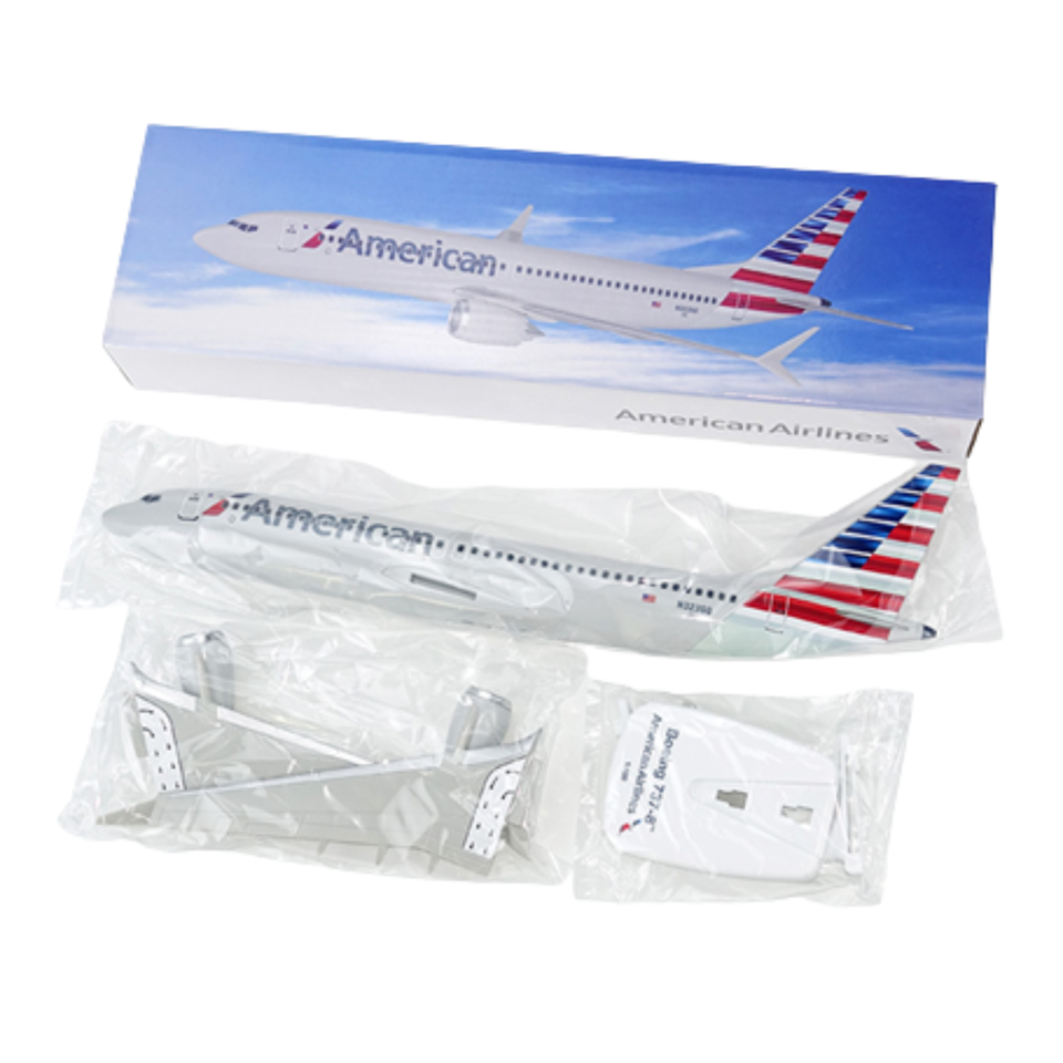 Flight Miniatures American (13-Cur) 737-MAX8 1:100 Scale Model Airplane ...