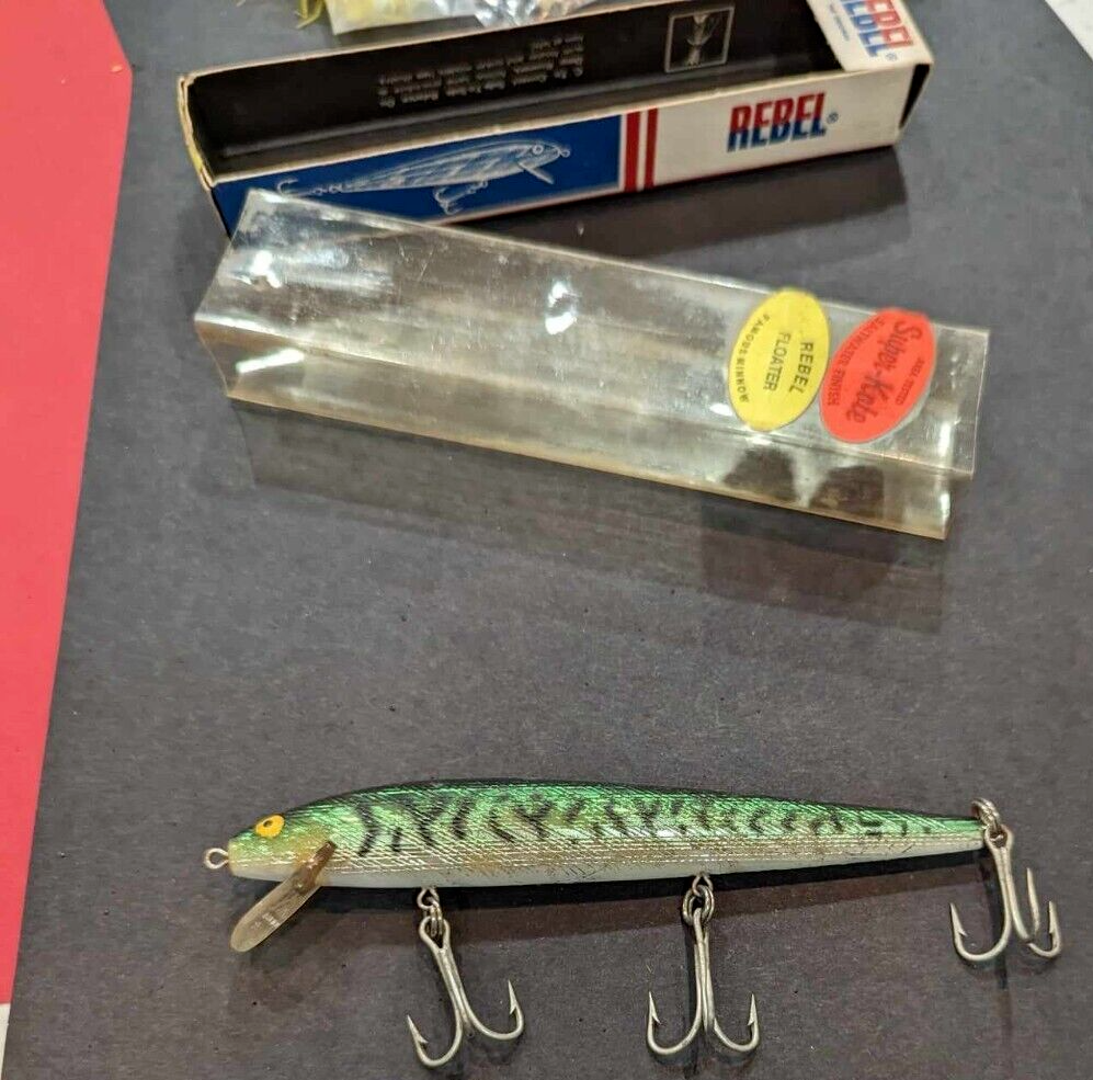 Rebel Floater Minnow Fishing Lure Super-kote F-314 SW Green Striped ...