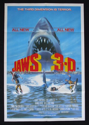 JAWS 3-D 1983 Original Australian movie poster Dennis Quaid water ski ...
