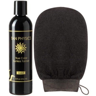 Tan Physics True Color Sunless Tanner 8oz w/ Exfoliating Mitt by Quest ...