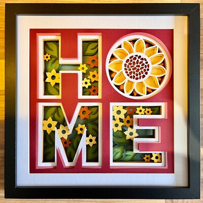 HOME: Handmade Multi-Layered Paper Art Shadow Box - 25cm Square Frame ...