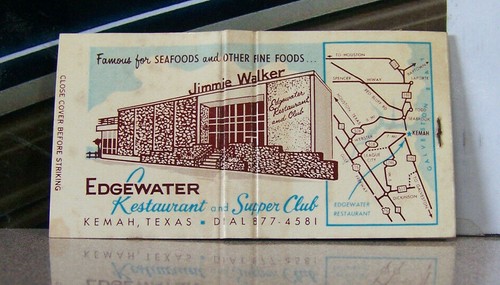 Vintage Matchbook K5 Kemah Texas Edgewater Restaurant Supper Club ...