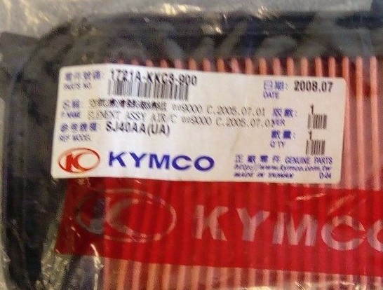 Kymco Air Filter 1721A-KKC3-900 Element Assy SJ40AA Yager GT 200i | eBay