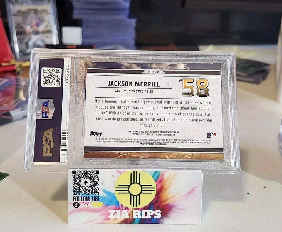 Jackson Merrill 2023 Bowman Chrome Scouts Top 100 Autograph Auto /99 ...