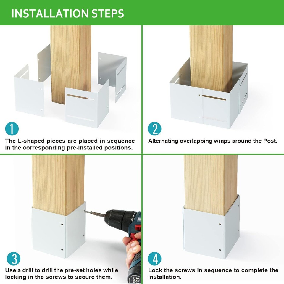 304 Stainless Steel Adjustable Post Protector (Range 3-6in), Protect ...