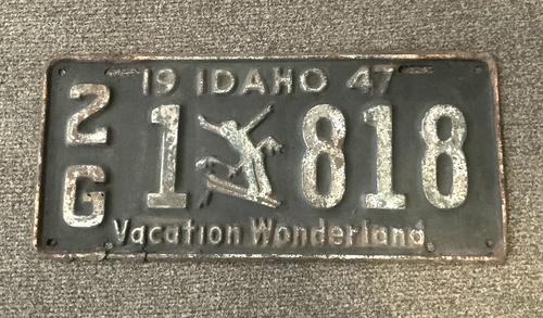 RARE 1947 IDAHO SKI SKIER LICENSE PLATE HARD TO FIND BLACK TOUCHUP | eBay