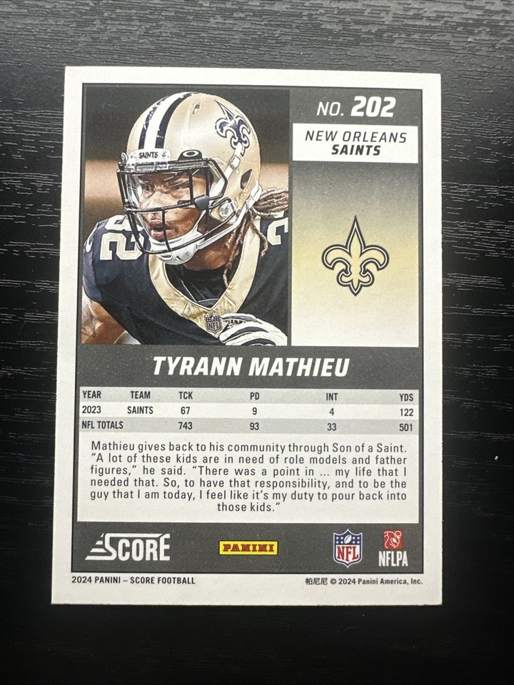 2024 Score - Tyrann Mathieu #202 | eBay