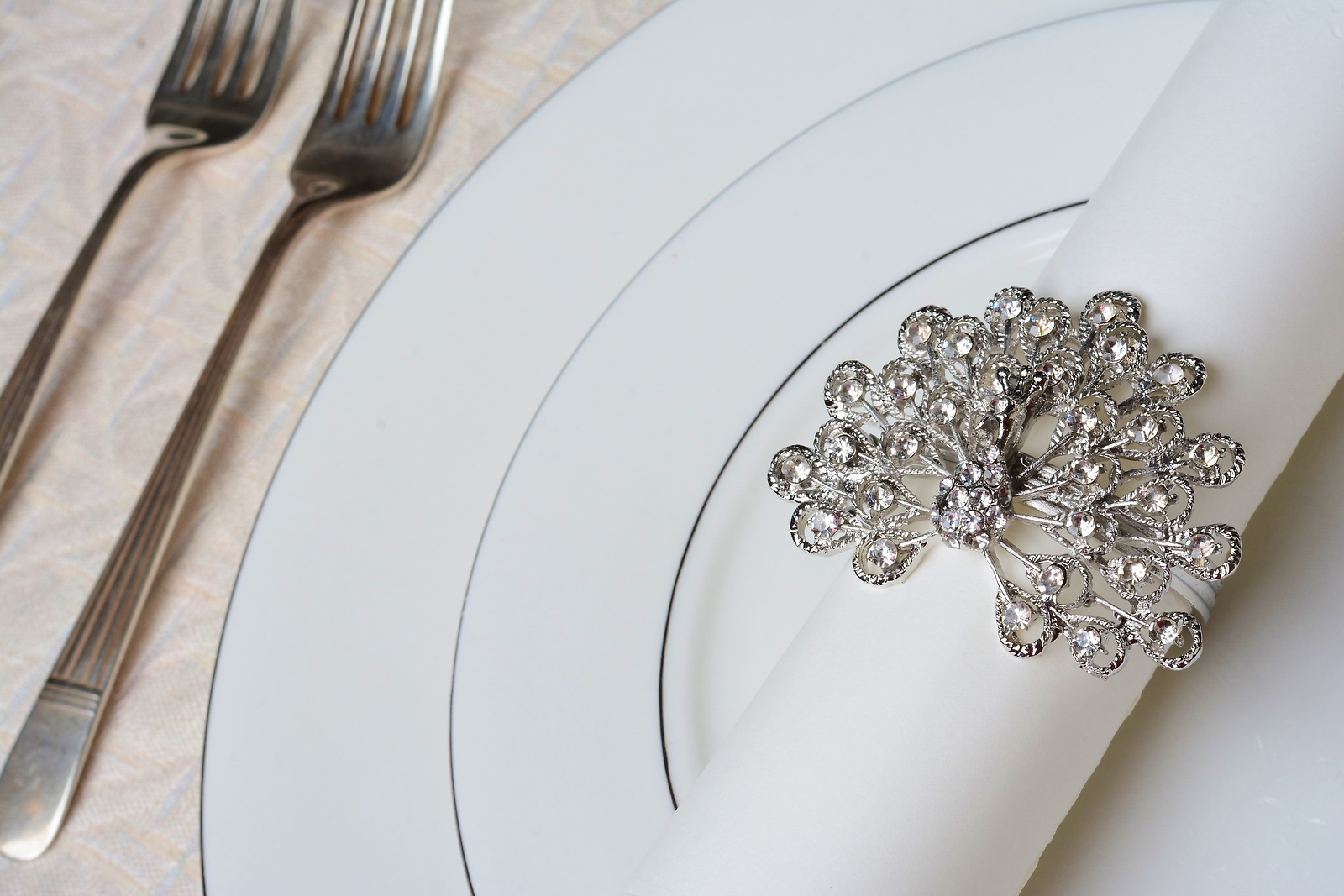 Rhinestone and Peacock Design Napkin Rings, Color# SILV [Set of 2] | eBay