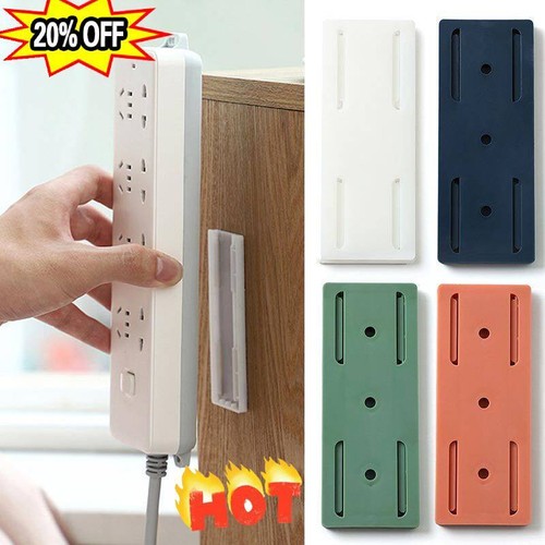 Socket Holder Plug Fixer Wall-Mounted Power Strip Holder Sticker-Punch ...
