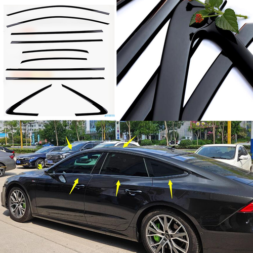 Fit For 2019-24 ABS Black 10x AUDI A7 S7 Window Full Complete Around ...