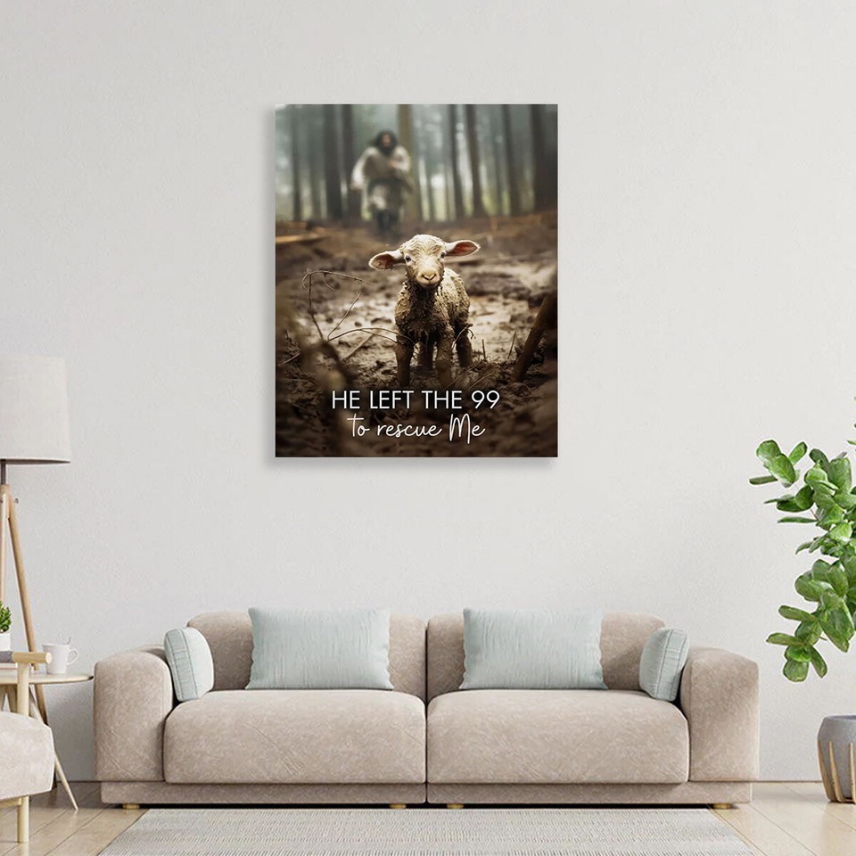 Jesus Running After Lamb Canvas Print He Left the 99 to Rescue Me Jesus ...