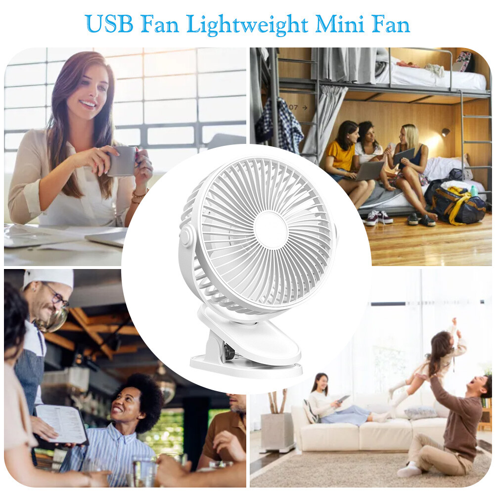 Portable Mini Desk Fan 360 Degrees Adjustable Clip-on Fan Strong Wind ...