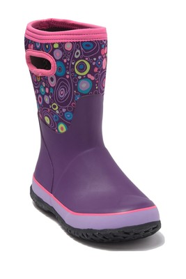 Girls Bogs Purple Circle Print Insulated Winter Snow Rain Boots size 3 ...