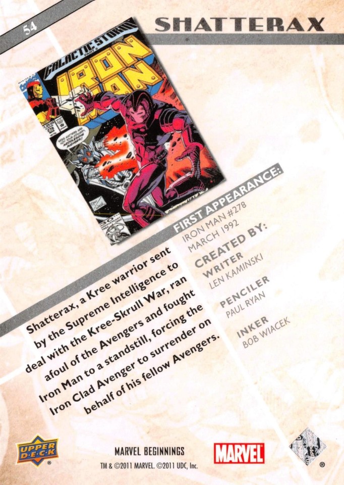 SHATTERAX / Marvel Beginnings Series 1 BASE Trading Card #54 | eBay