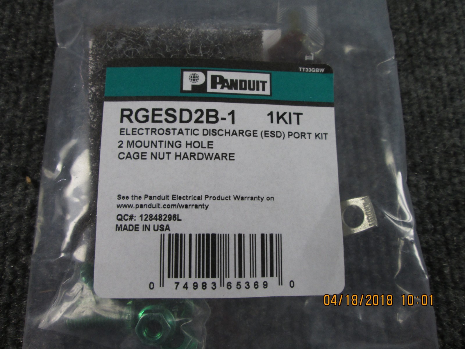 1 Panduit Rgesd2b-1 RGESD2B1 Electrostatic Discharge Port Kit for sale ...