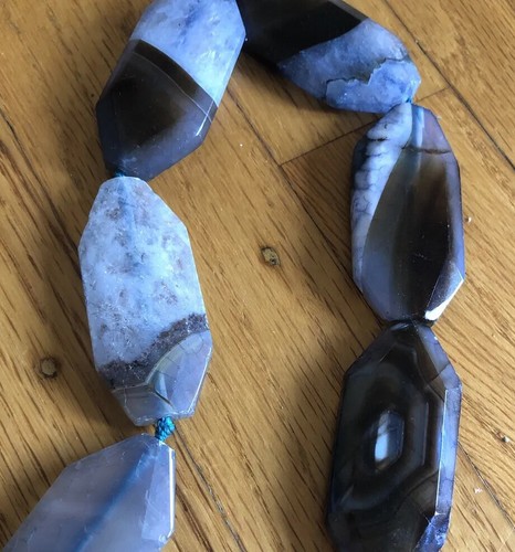 7 Old Stock Blue/white Geode Agate Quartz Huge Faceted Flat Beads | eBay