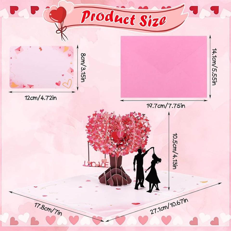 STEFORD Pop Up Anniversary Card, 3D Love Tree Wedding Couple Valentine ...
