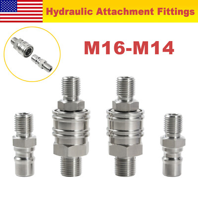 M16-M14 Hydraulic Attachment Fittings Quick Connect Adapters For Mini ...
