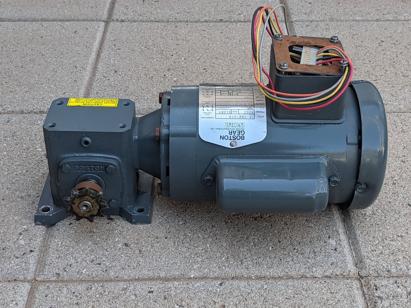 Boston Gear MOTOR 1/6 hp 1725 rpm & 700 Series Worm Drive, torque 109 ...