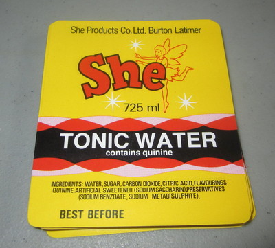 Wholesale lot of 100 Old Vintage SHE - TONIC WATER - Soda LABELS ...
