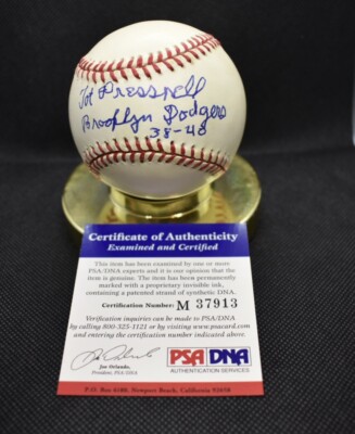 Tot Pressnell autographed NL Coleman baseball. PSA authenticated. | eBay