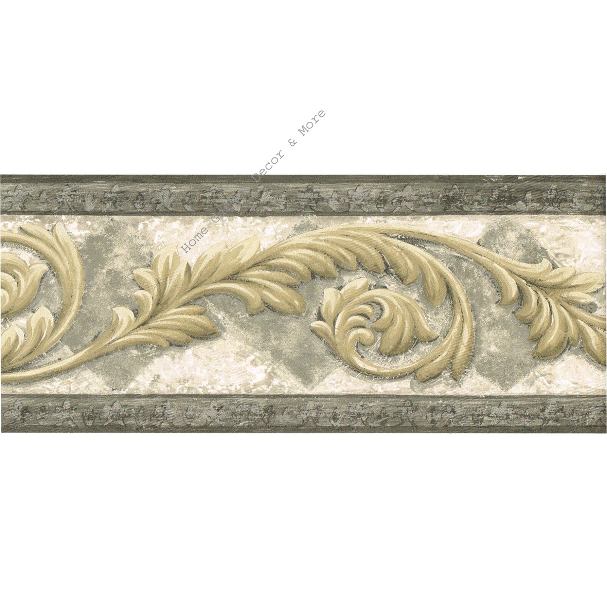 Leaf Scrolls Wallpaper Border Patterns York Two Tone Brown Scroll