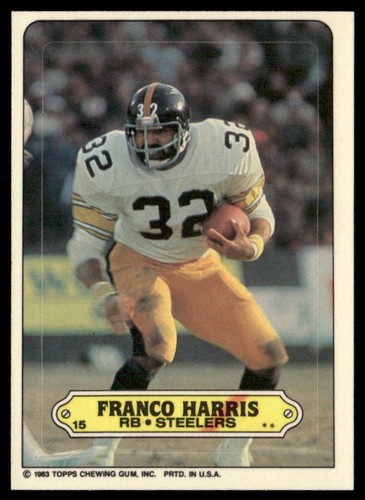 Franco Harris 1983 Topps #15b Stickers Pittsburgh Steelers Football ...