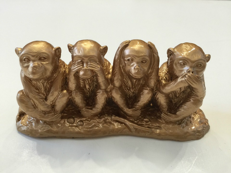 4 FOUR MONKEYS STATUE DO NO EVIL SAY NO EVIL HEAR NO EVIL SEE NO EVIL ...