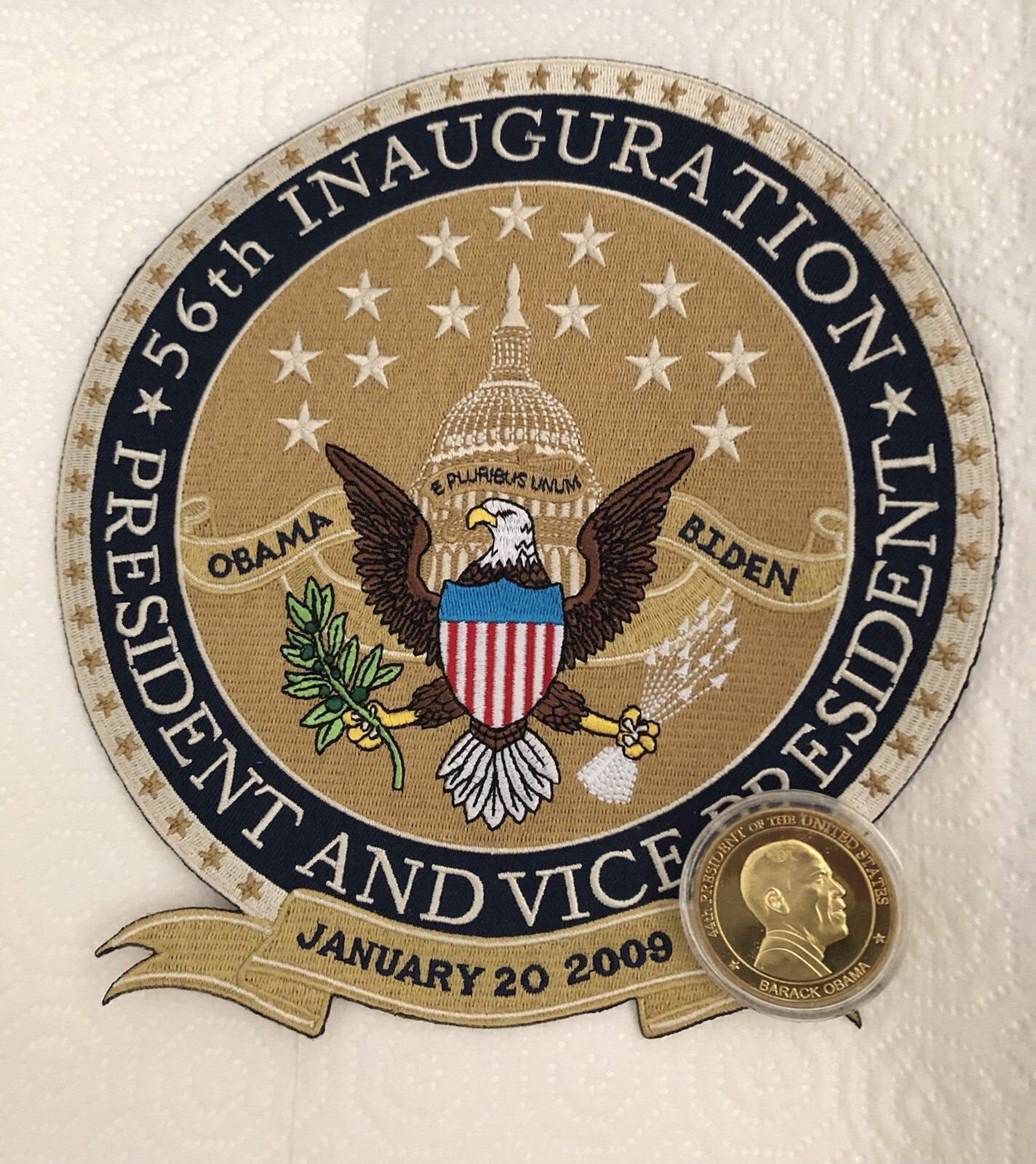 OBAMA CHALLENGE COIN TWO (2) PRESIDENT INAUGURATION USA DEMOCRAT GOLD ...