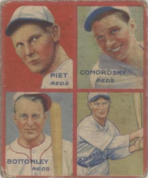 1935 Goudey 4-in-1 - R321 Jim Bottomley, Adam Comorosky, Tony Piet #1H ...